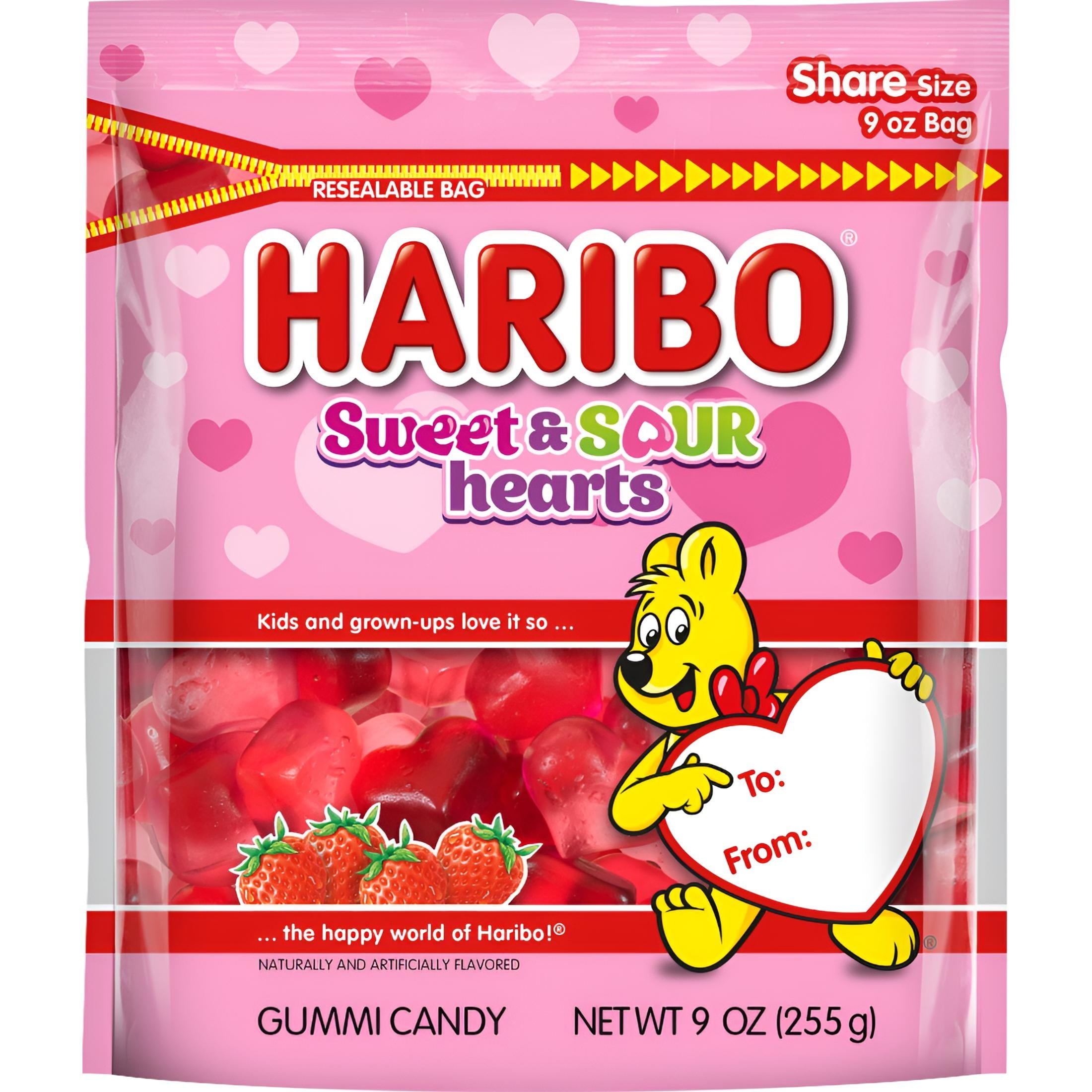 HARIBO Sweet & Sour Hearts Gummy Candy, Shaped Gummies, Valentine's Day ...