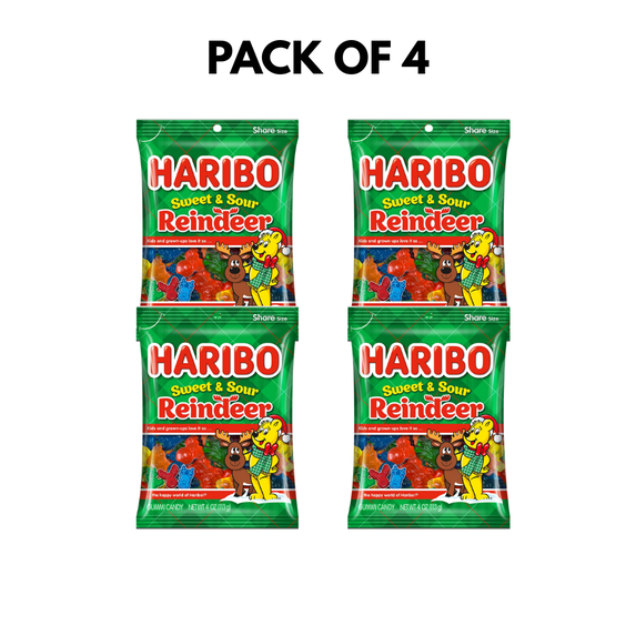 HARIBO Sweet and Sour Reindeer Gummies Holiday Edition Assorted Fruit ...
