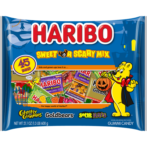 Haribo Sweet or Scary Halloween Assorted Gummy Candy, 21.1oz, 45 Mini ...