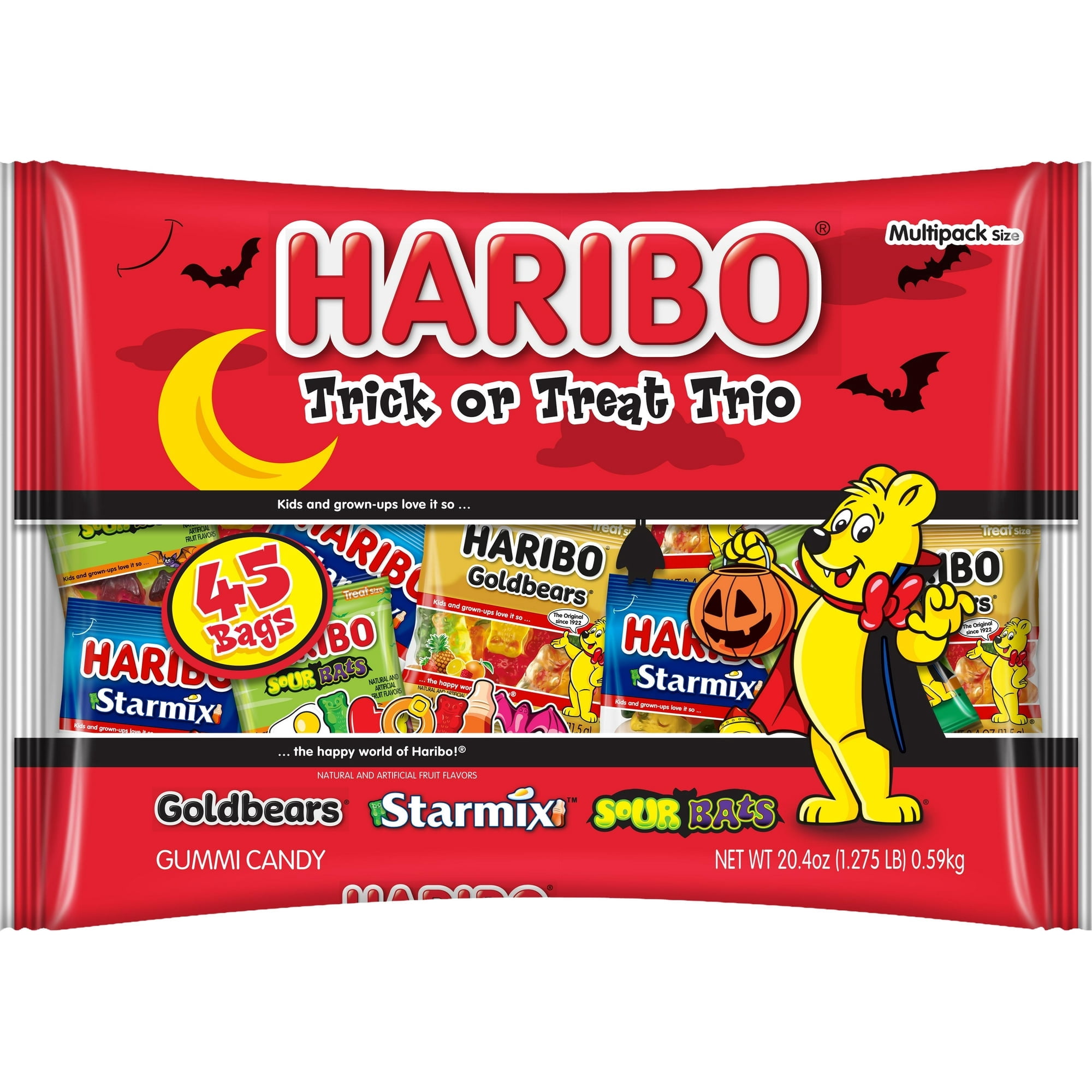 HARIBO Trick or Treat Trio Halloween Assorted Fruit Flavor and Shapes ...