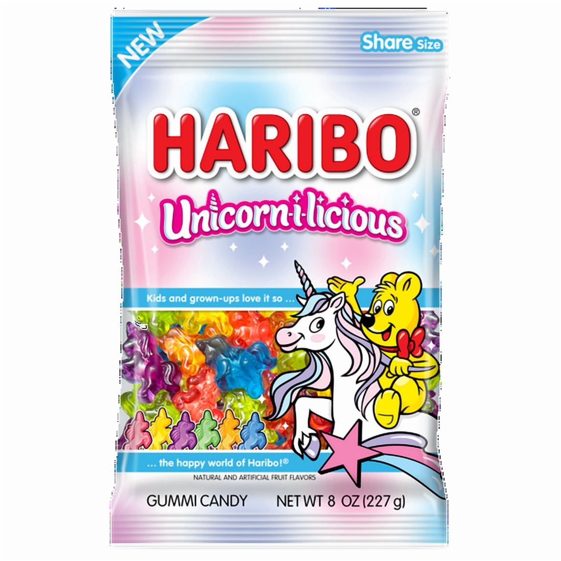 HARIBO Unicorn-i-licious Gummies Assorted Fruit Flavor Gummy Candy, 8 ...