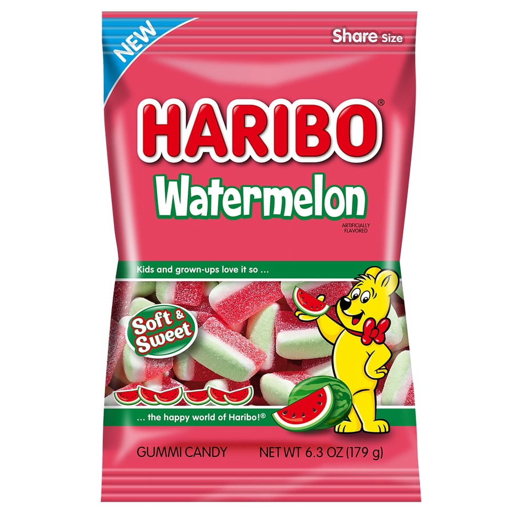 HARIBO America's #1 Selling Gummy Bears, Watermelon Flavor, 6.3oz ...