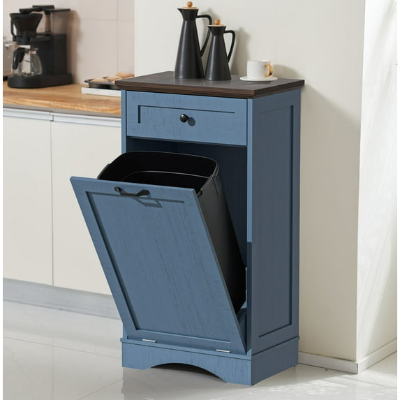 HARIPUL 13 Gallon Tilt Out Trash Cabinet Kitchen Waste Bins, Laundry ...