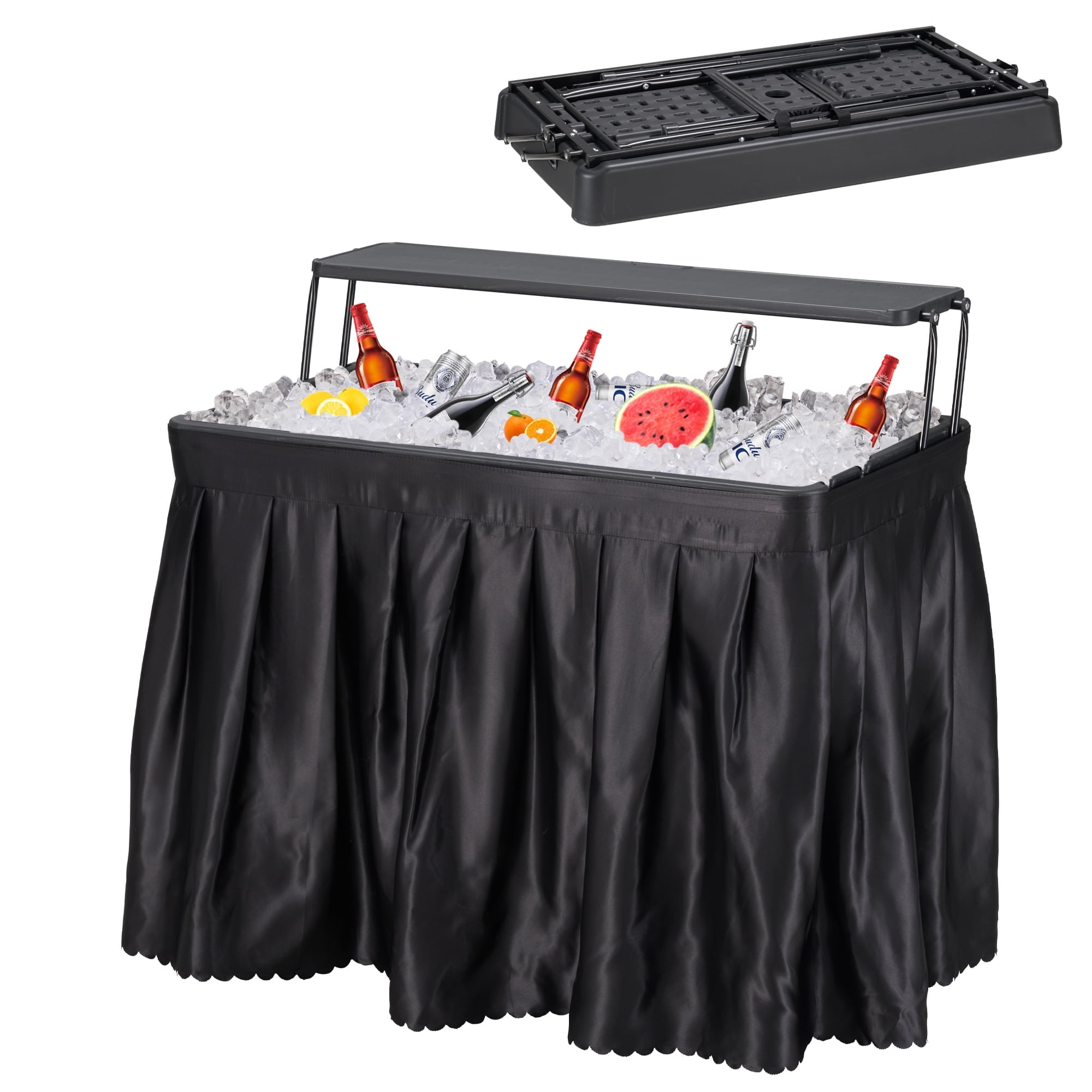 HARIPUL Outdoor Ice Cooler Table with Removable Skirt and Drain, 4FT ...