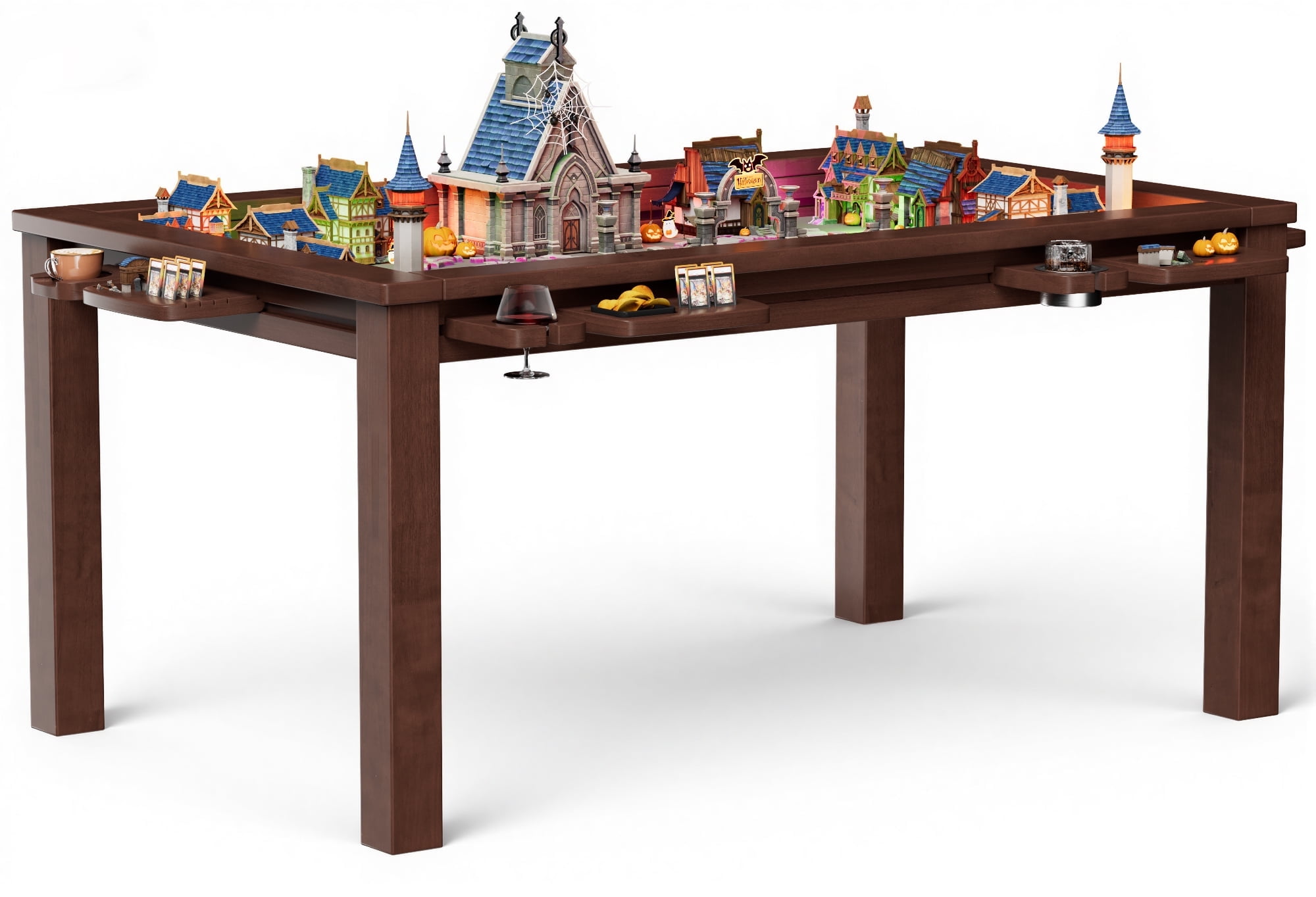 HARIPUL Solid Wood Board Game Table for 4-6 People, 57'' x 33.5'' Play ...