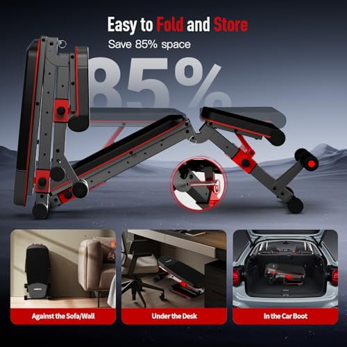 HARISON Adjustable Weight with Leg Extension, Foldable Workout for Whole Body Exercise Press for ...