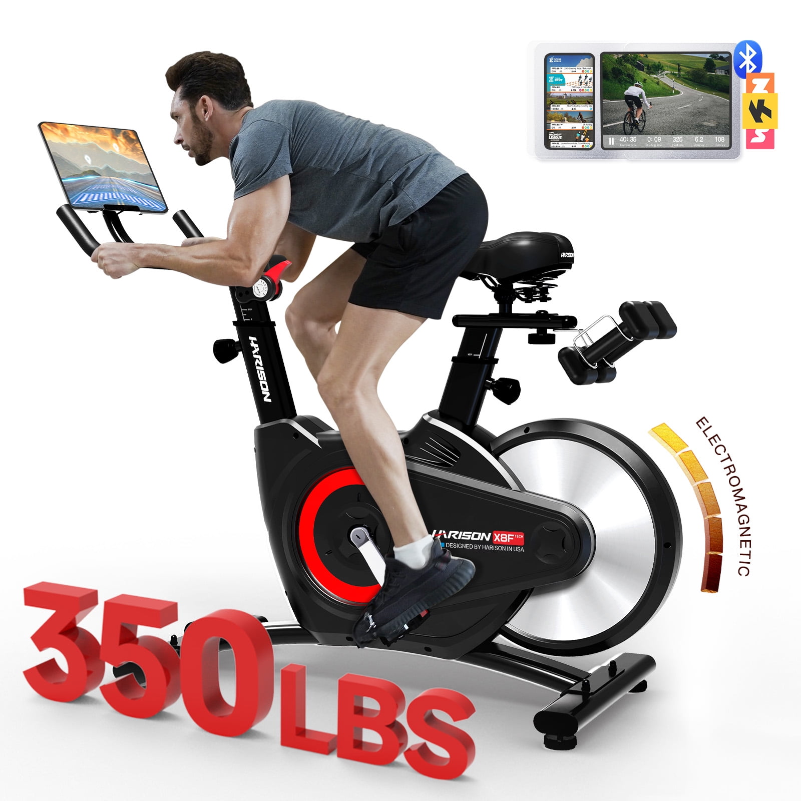 HARISON Electromagnetic Exercise Bike with Bluetooth, Stationary bike ...