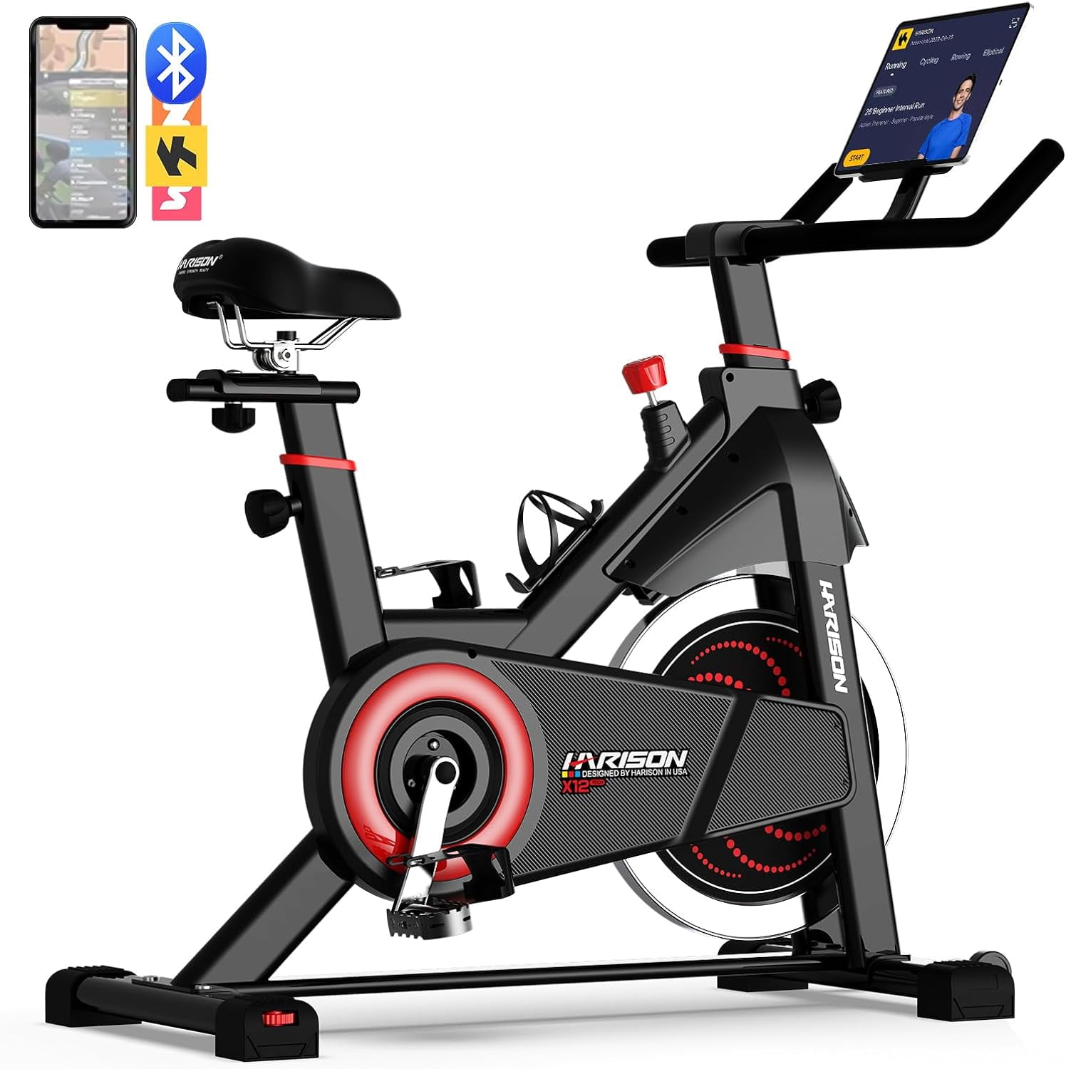 HARISON Magnetic Exercise Bike with Bluetooth, Stationary Bikes for ...