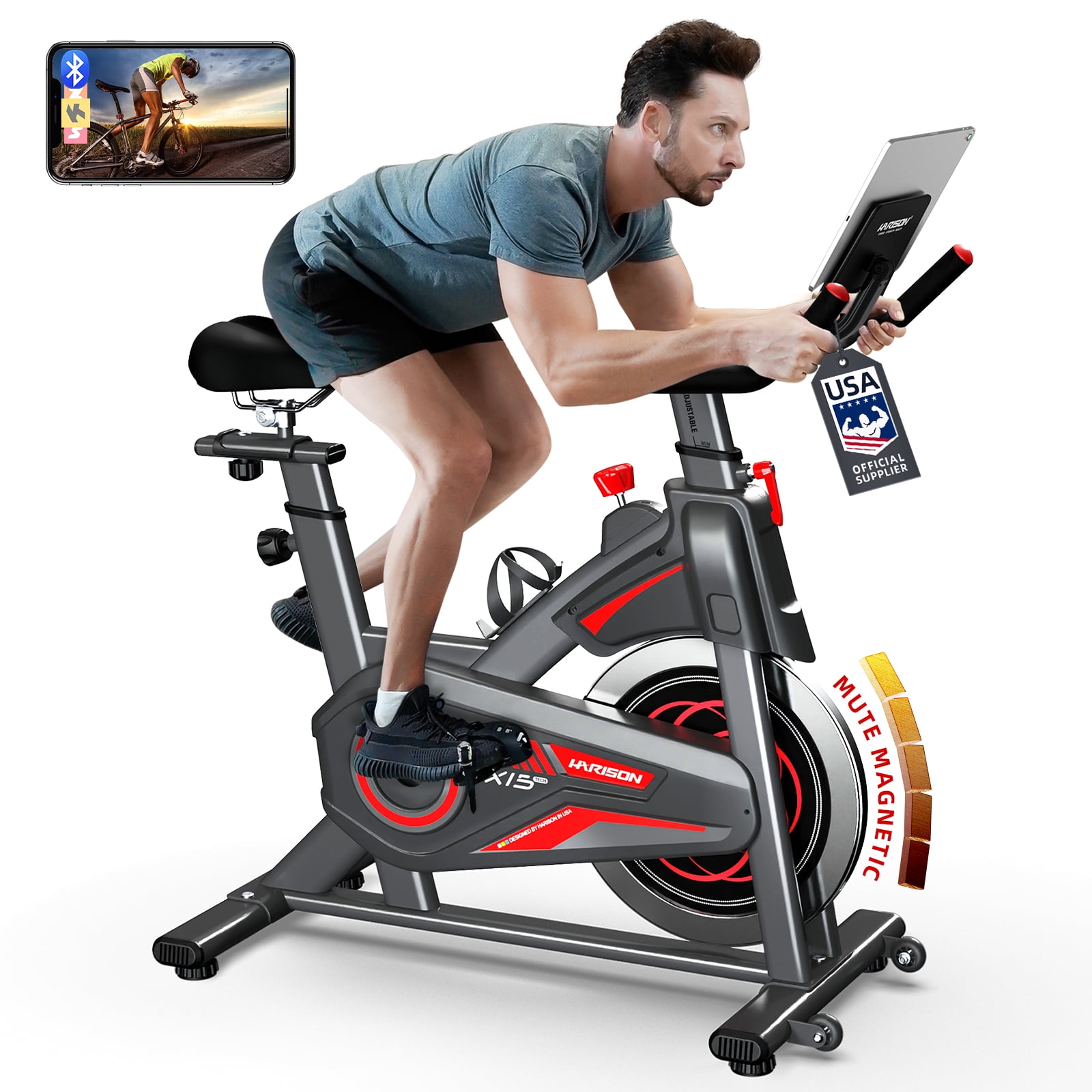 HARISON Magnetic Exercise Bike with Bluetooth, Stationary Bikes for ...