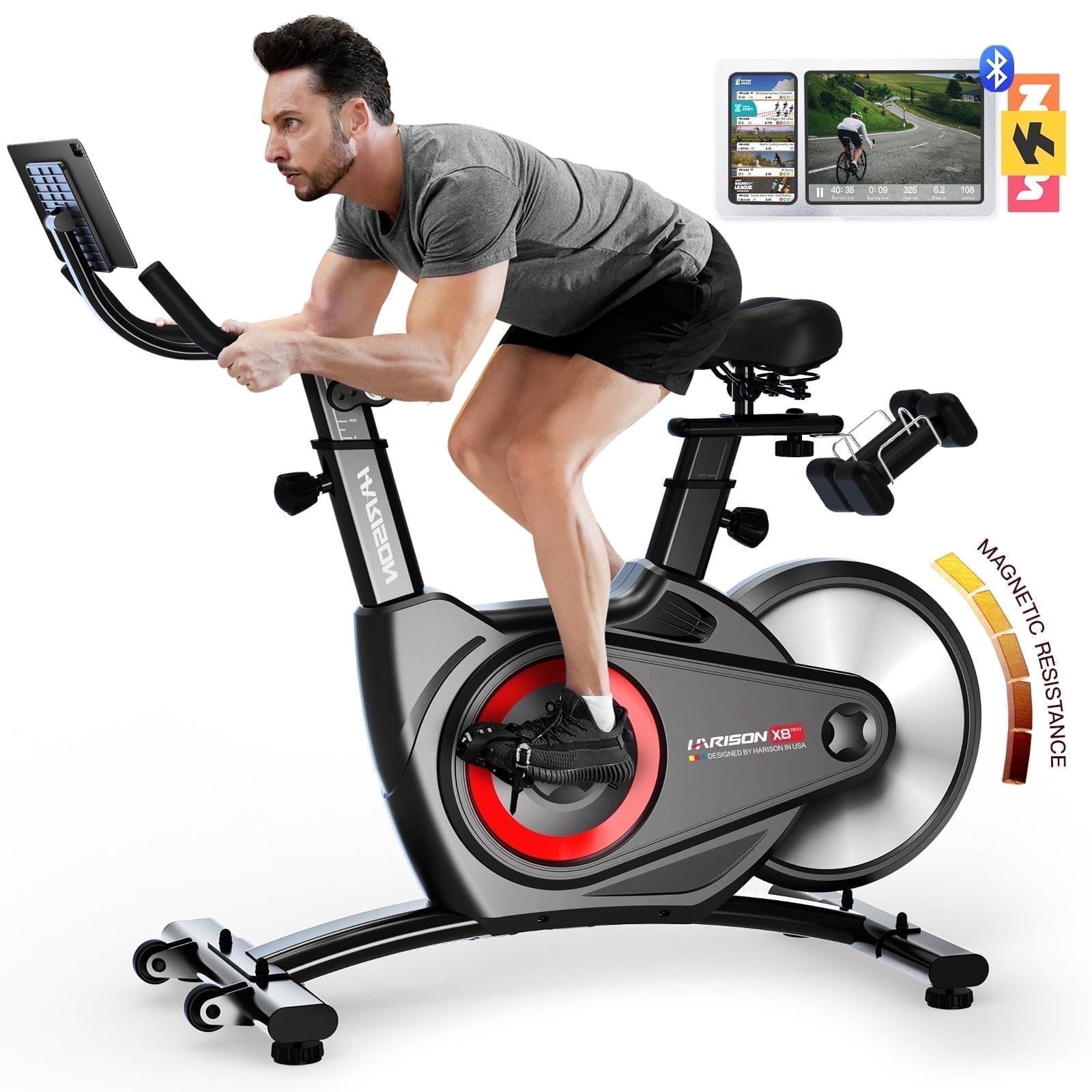 HARISON Indoor Cycling Exercise Bike with Bluetooth, Magnetic ...