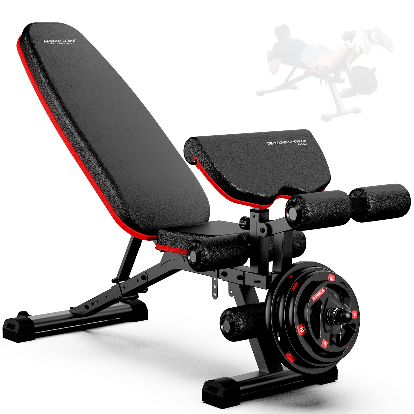 HARISON Weight Bench - Adjustable Workout Bench for Home Gym with Leg ...