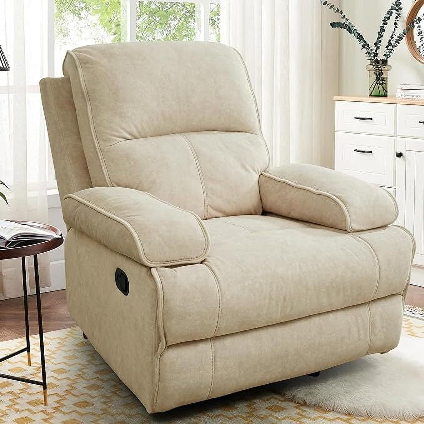 Harkawon Overstuffed Adult Fabric Living Room Recliner Chair with ...