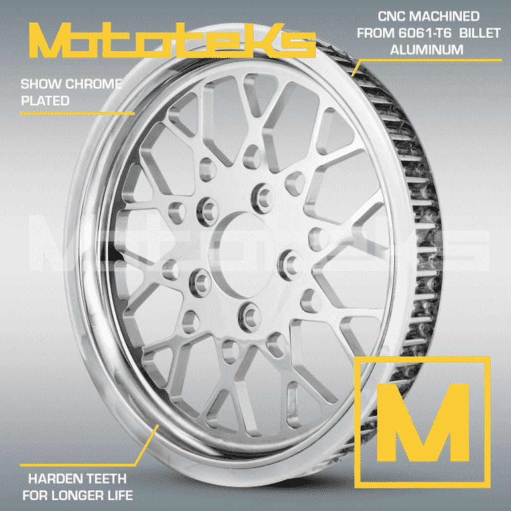 HARLEY PULLEY MESH 70TH X 1-1/8" CHROME FOR SPECIFIC HARLEY MODELS ...