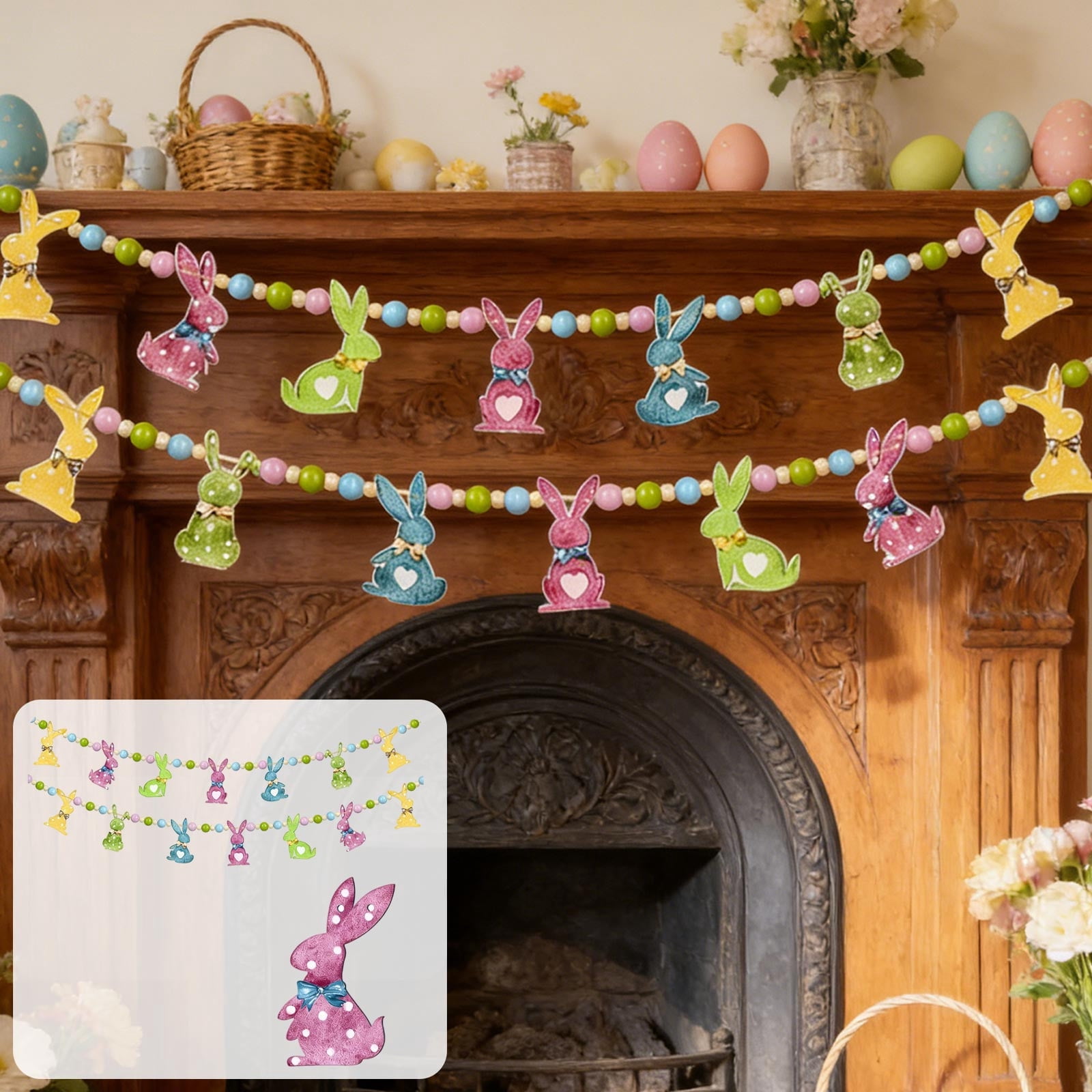 HARPI Easter Egg Ornament Fireplace Mantle Wooden Decoration Home ...