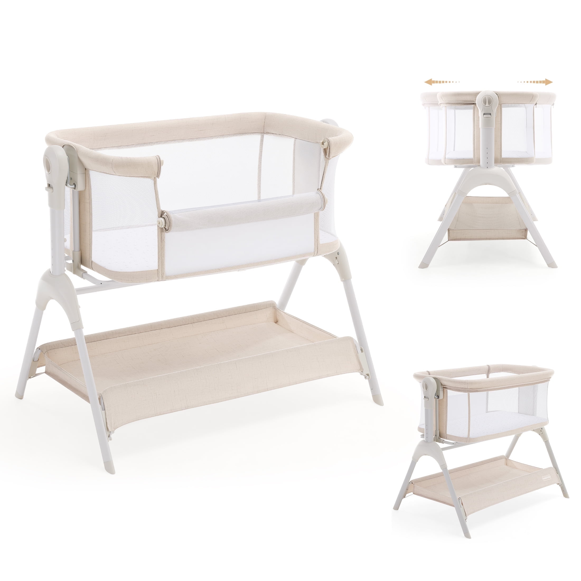 HARPPA 3 in 1 Baby Bedside Bassinet Sleeper, Baby Bassinet with Rocking ...
