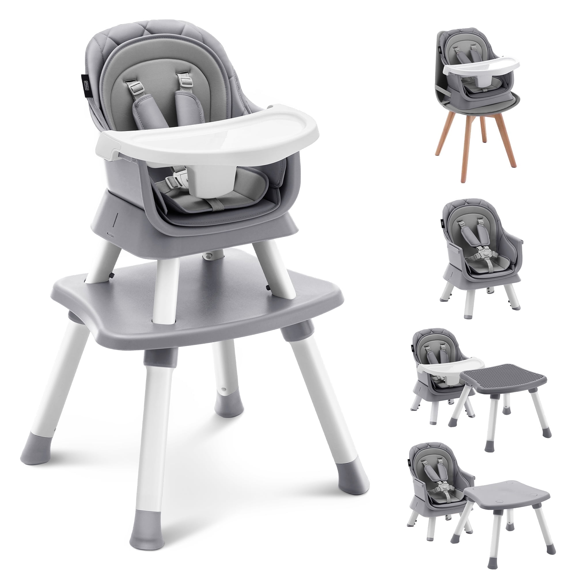 HARPPA 8 in 1 Convertible Baby High Chair with Tray, Gray, Feeding and ...
