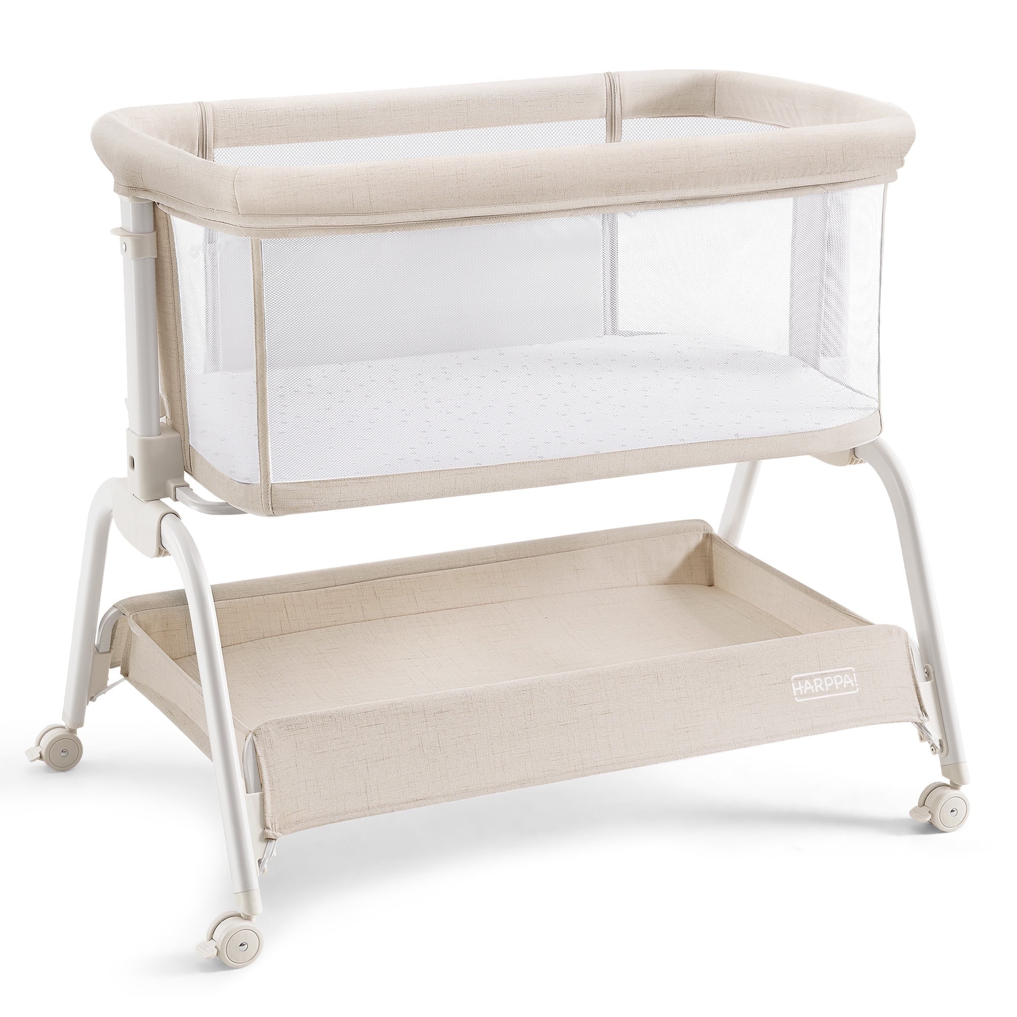 HARPPA Baby Bassinet, Compact Rolling Bassinet with Wheels and Storage ...