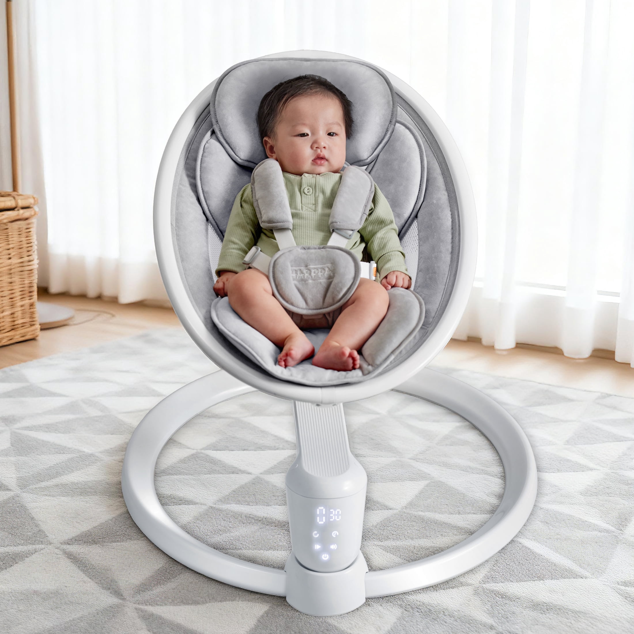 HARPPA Baby Swing for Newborns with Remote Control, 5 Sway Speed, Gray ...