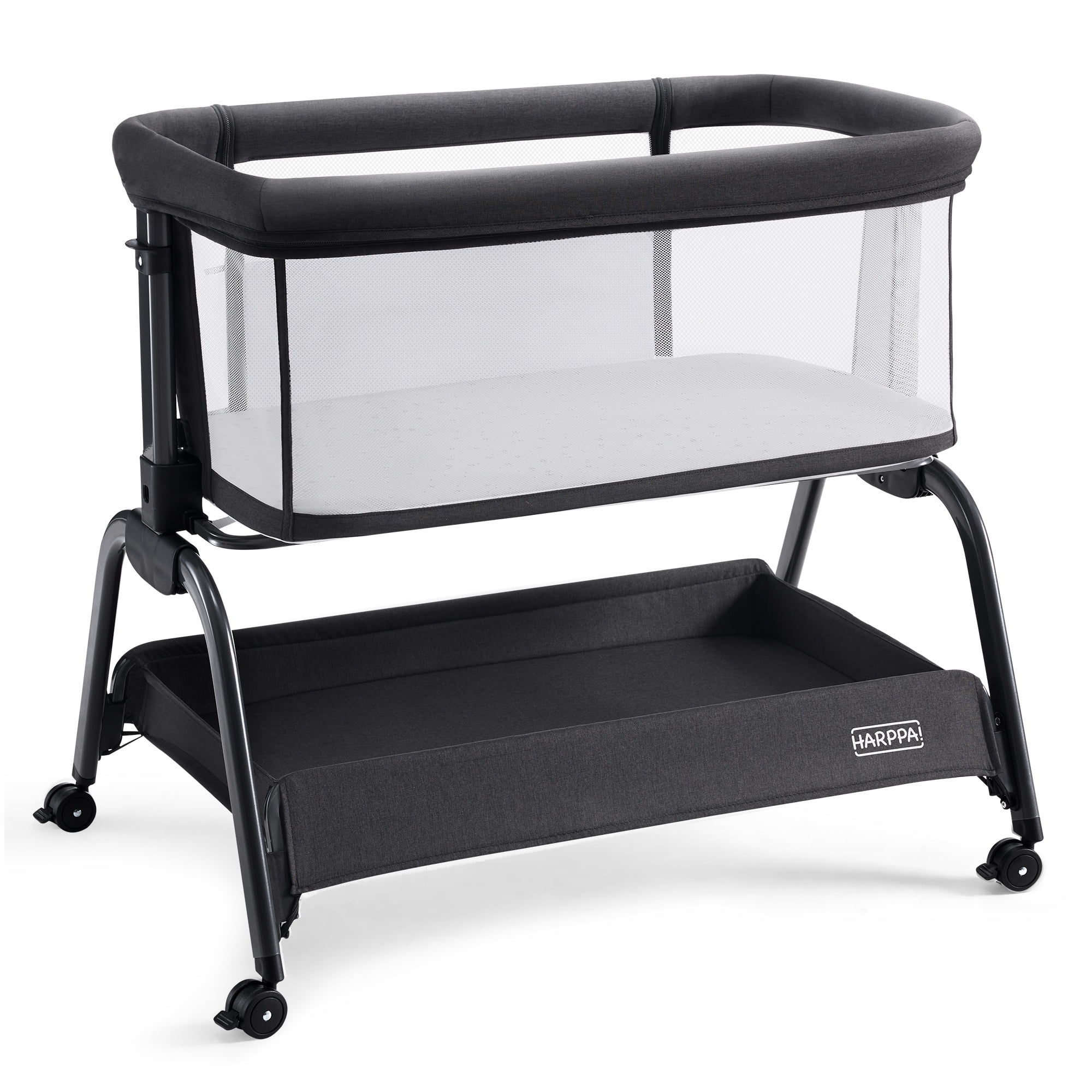 HARPPA Bassinet Bedside Sleeper, Bedside Bassinet with Storage & Wheels ...