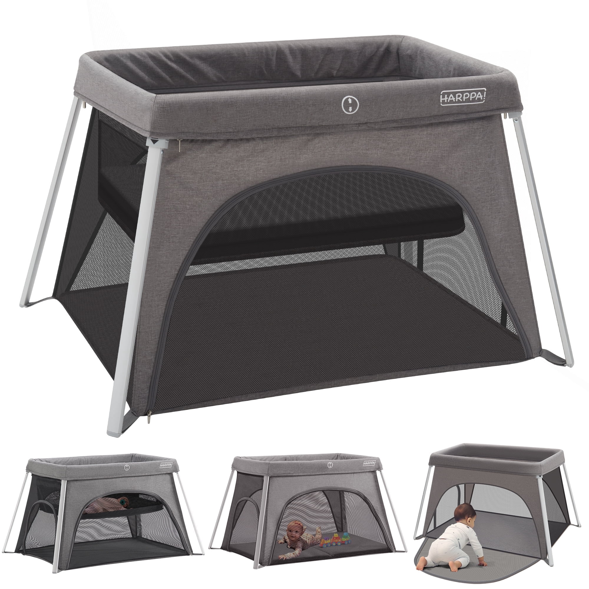 HARPPA Portable Travel Crib with Mattress, Foldable Playard for Baby ...