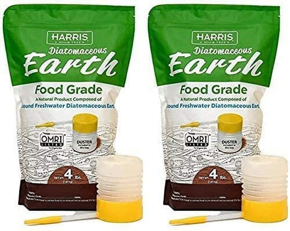 HARRIS DE-FG4P Diatom Diatomaceous Earth Food Grade, 4lb w/Free, Duster ...