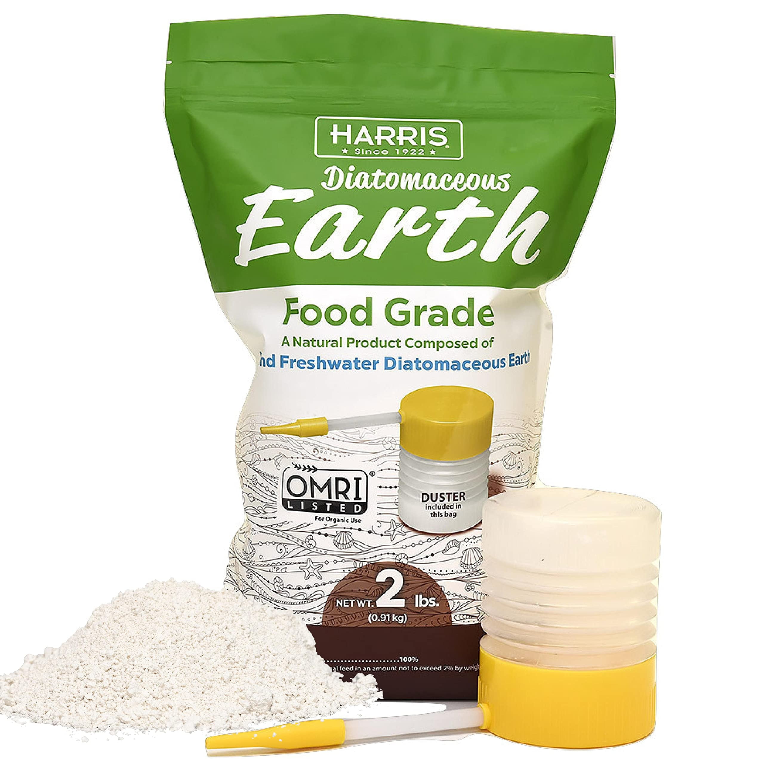 HARRIS Diatomaceous Earth Food Grade, 2lb with Powder Duster Included ...