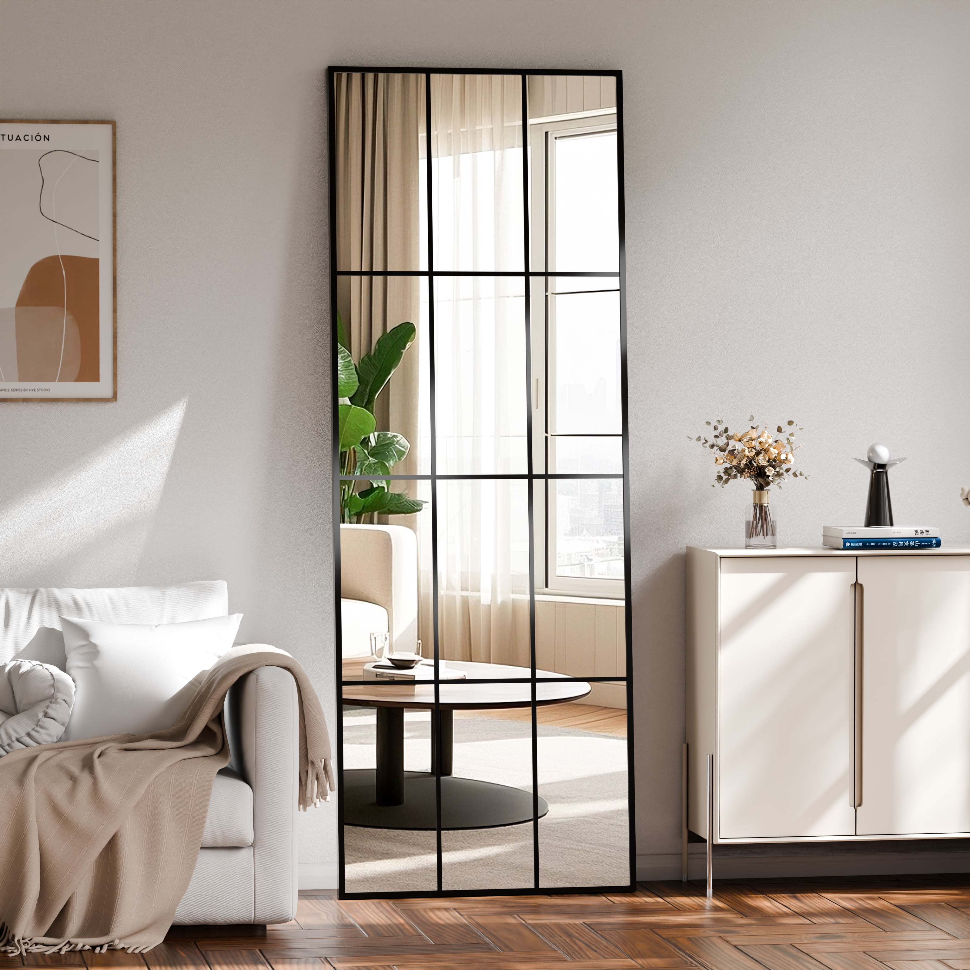 HARRITPURE 24"x65" Rectangular Window Pane Full Length Mirror Wall ...