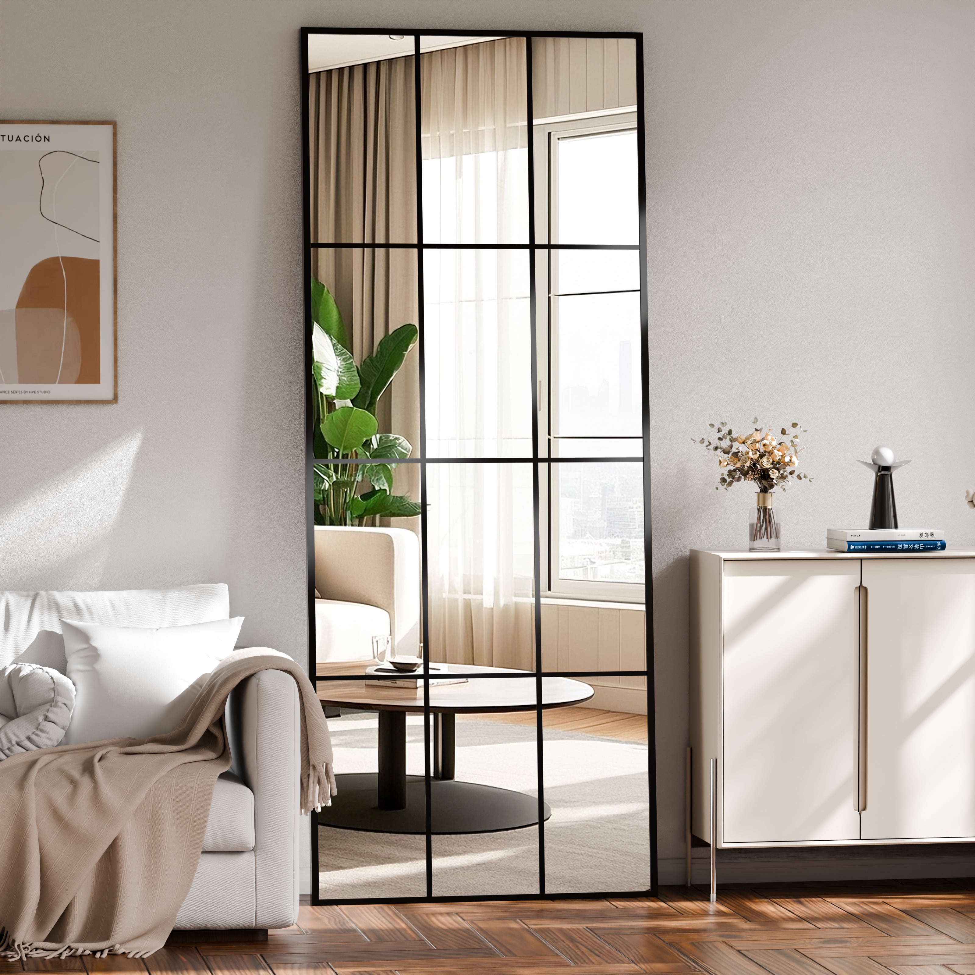 HARRITPURE 30"x71" Rectangular Window Pane Full Length Mirror Wall ...