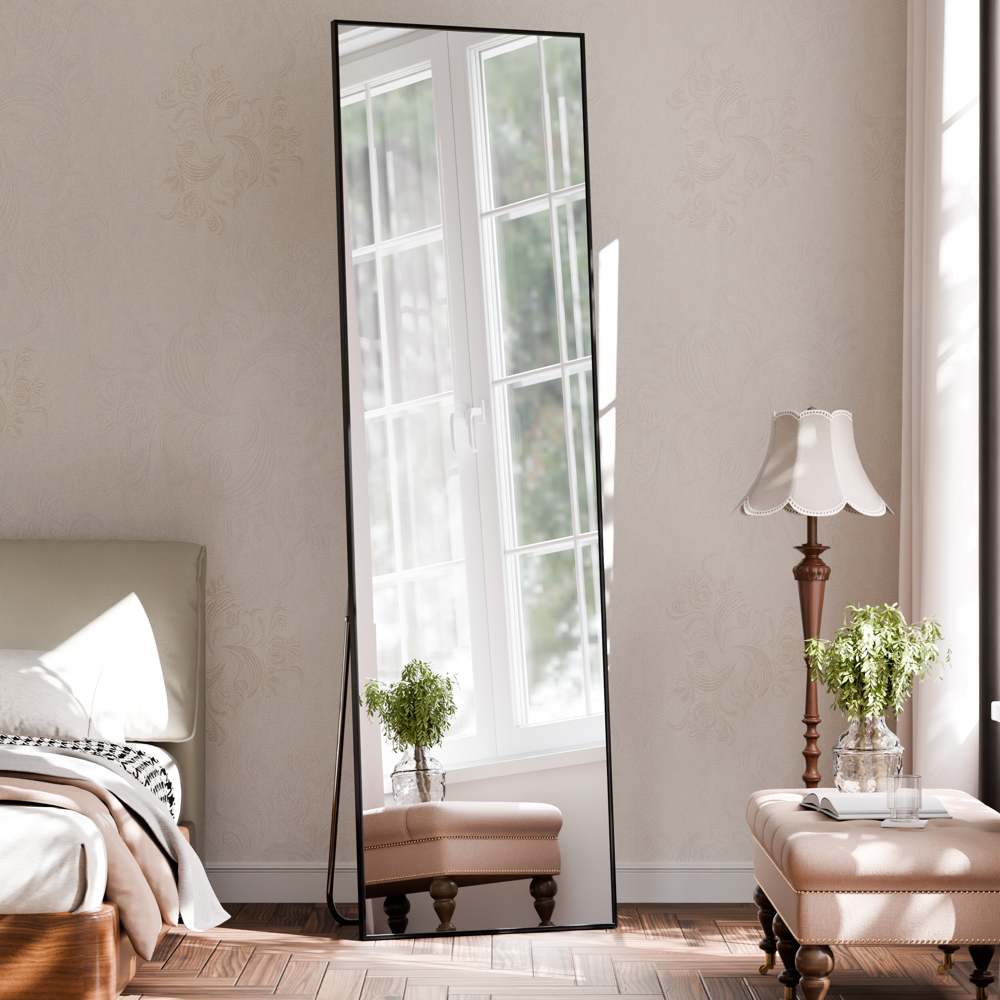 YVANLA 59"x16" Rectangular Full Length Mirror Aluminum Frame Floor ...