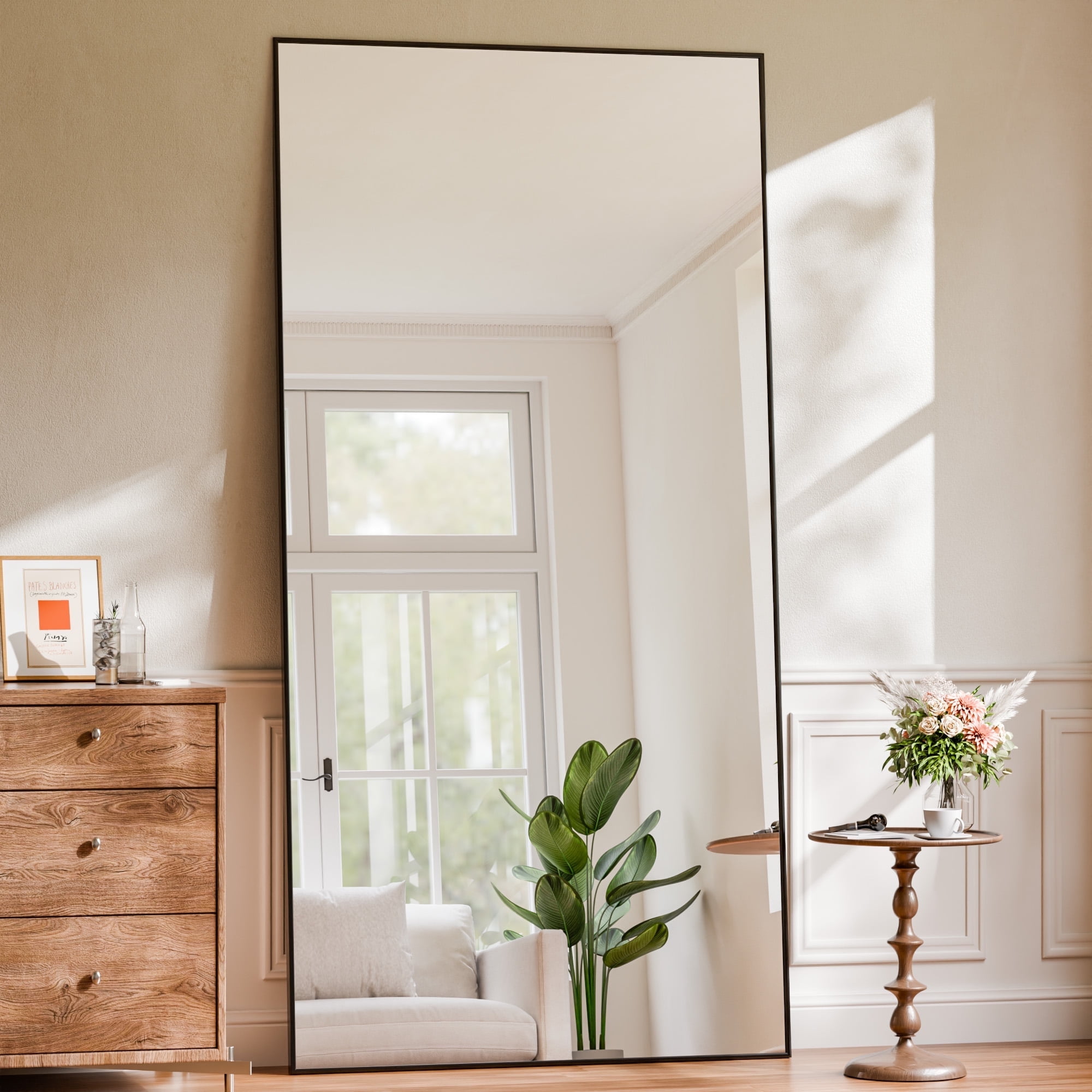 YVANLA 78"x35" Rectangular Full Length Mirror Aluminum Frame Floor ...