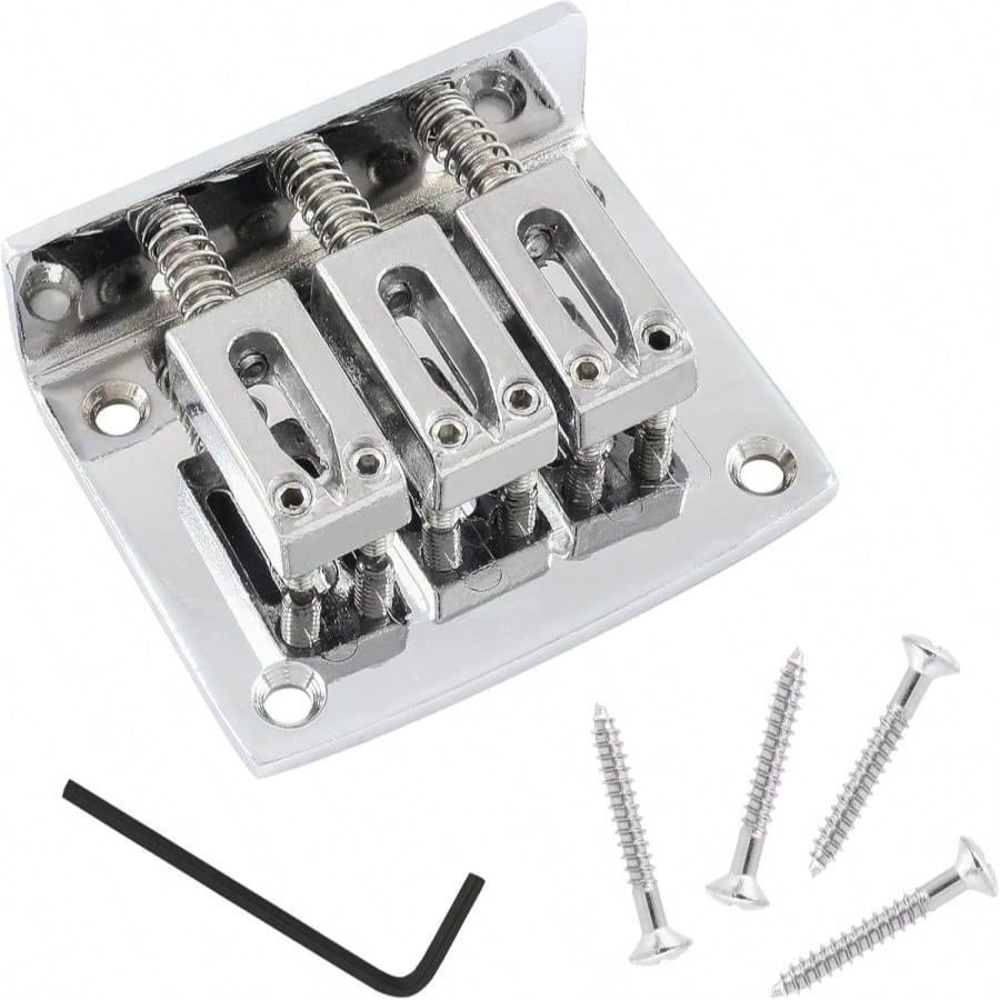 HARSKIYER Black Adjustable 3 String Guitar Bridge, Metal Fixed Top Load ...