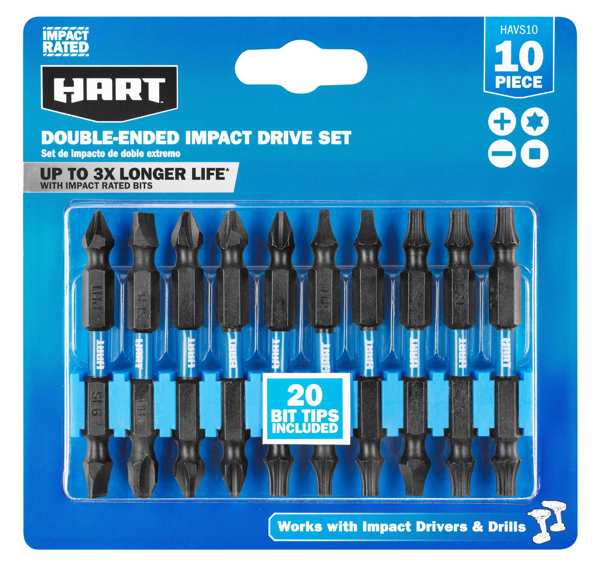HART 10-Piece Double Ended Impact Drive Bit Set - Walmart.com