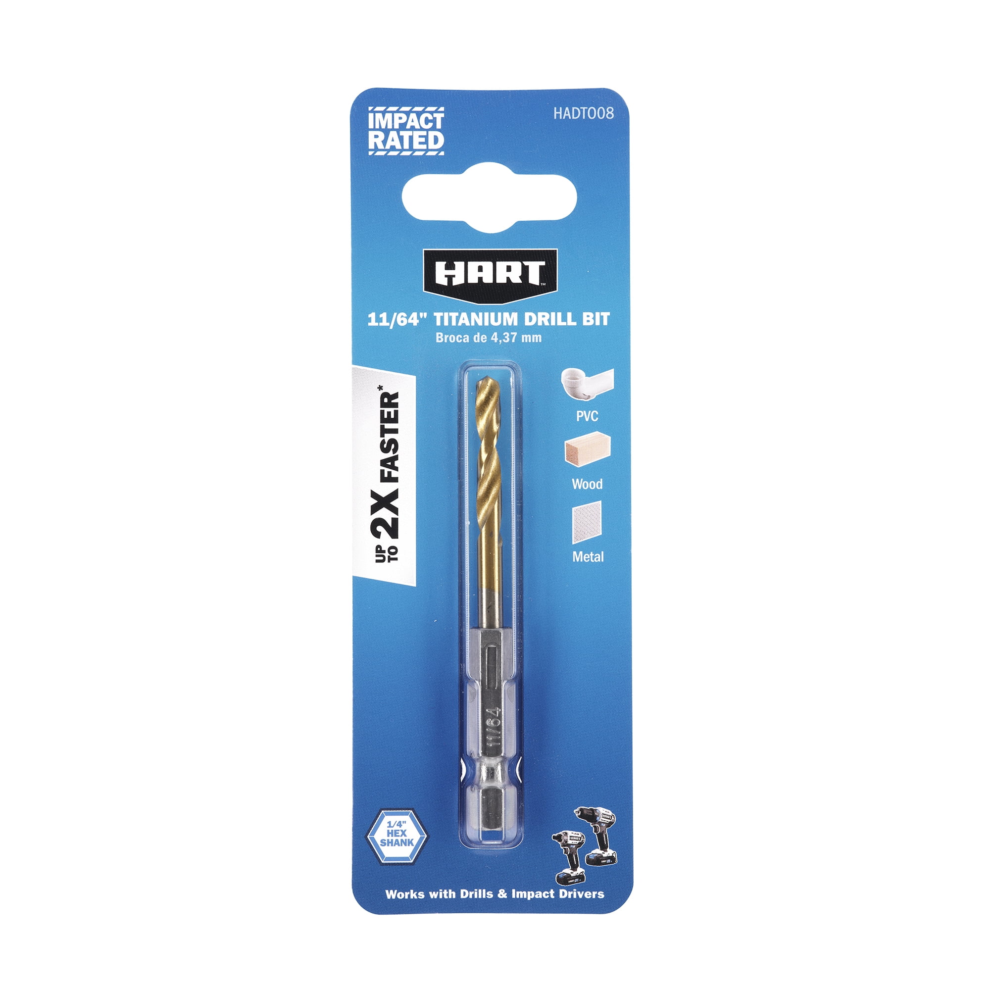 HART 11/64-inch Hex Shank Titanium Drill Bit Set - Walmart.com