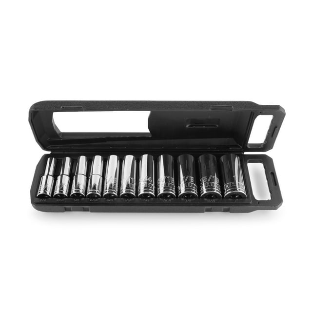HART 11-Piece 1/2" Drive Deep SAE Socket Set, with Storage Case, Chrome ...