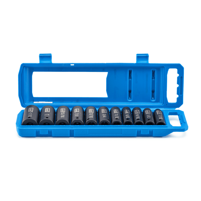 HART 11 Piece 1/2-inch CR-MO Impact Rated Socket Set , Standard Sockets ...