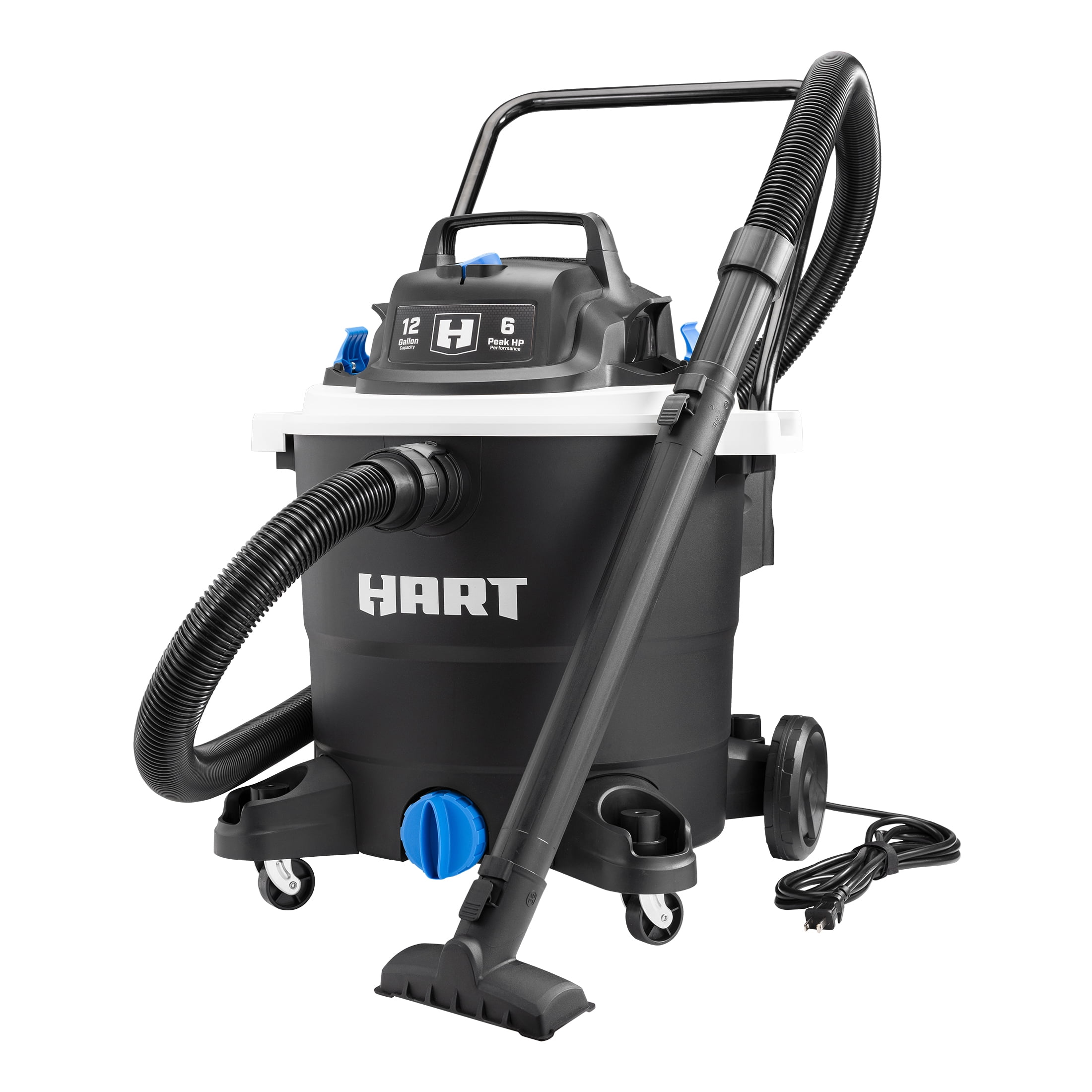 HART VOC1212PW 3701 12 Gallon 6 Peak HP Wet/Dry Vacuum with On-Board ...