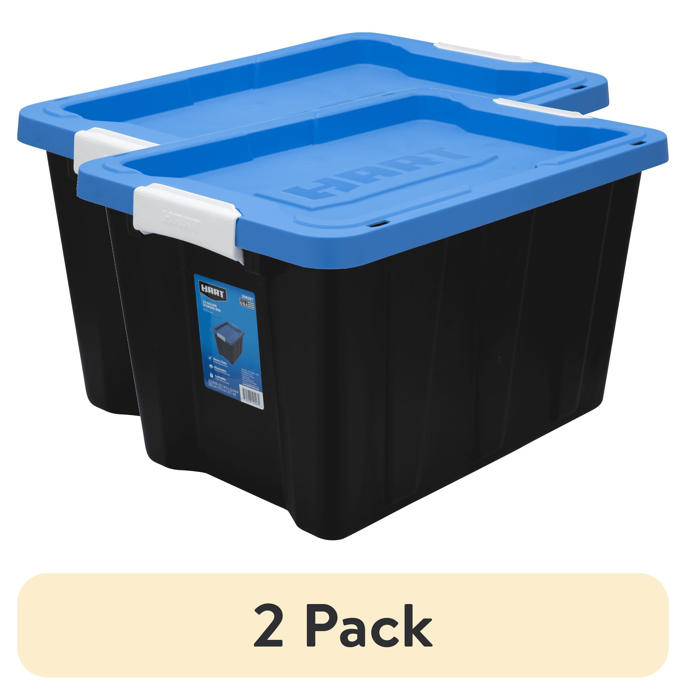 (2 pack) HART 12 Gallon Heavy Duty Latching Plastic Storage Bin ...