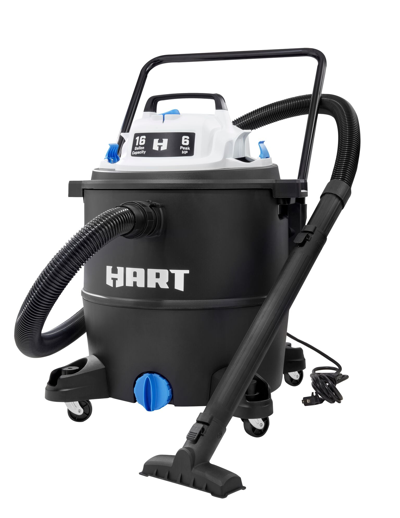 HART 16 Gallon 6 Peak HP Poly Wet/Dry Vacuum, VOC1612PF 3701 - Walmart.com