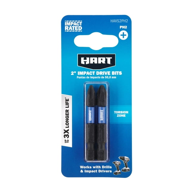 HART 2-Piece 2-inch Impact Drive Bit Set (PH2) - Walmart.com