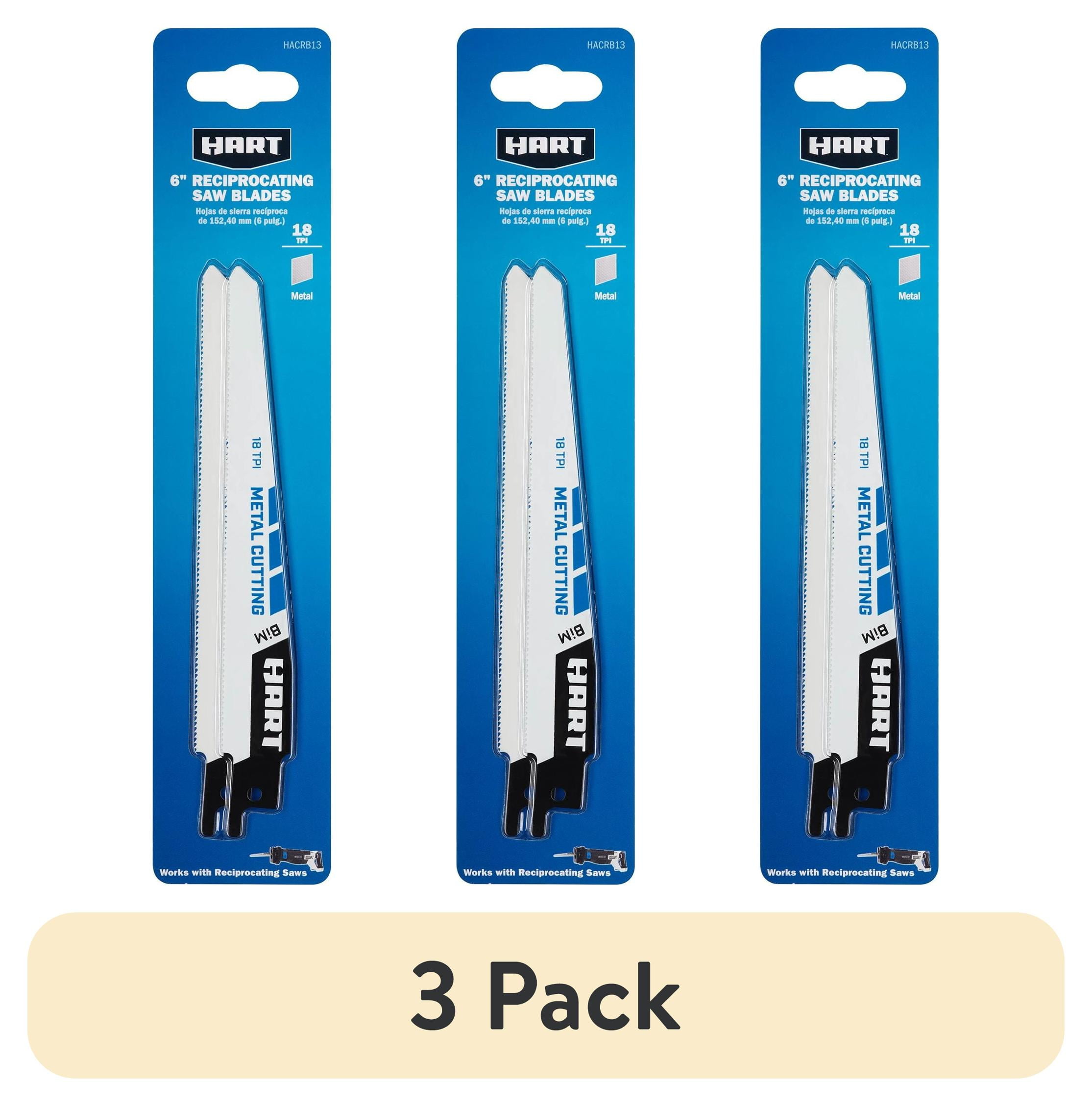 (3 pack) HART 2-Piece 6-inch 18 TPI Metal Cutting Reciprocating Saw ...