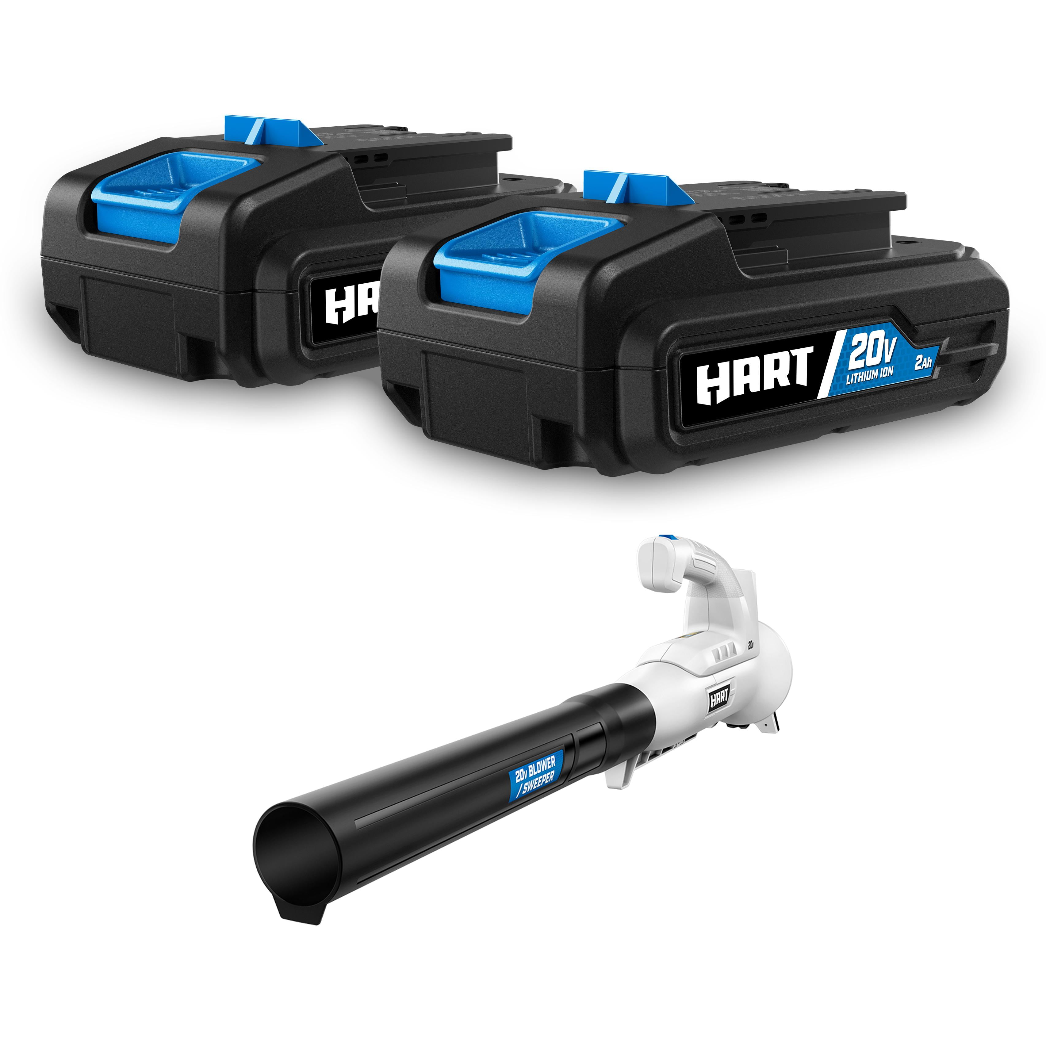 HART 2-pack 20-Volt 2Ah Batteries and Bazooka Blower - Walmart.com