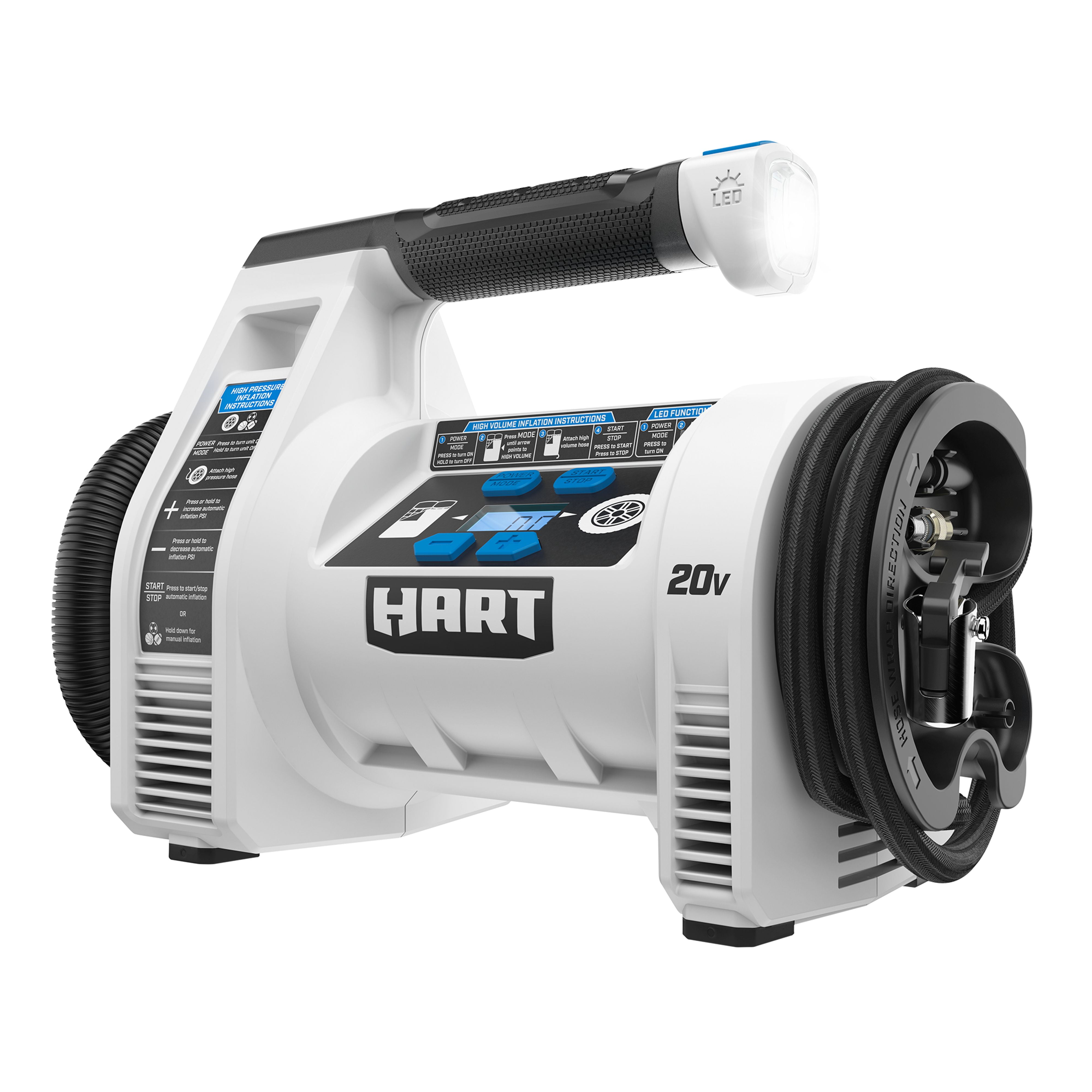 HART 20-Volt 2-Pack 4Ah and Charger Starter Kit and Dual Inflator ...