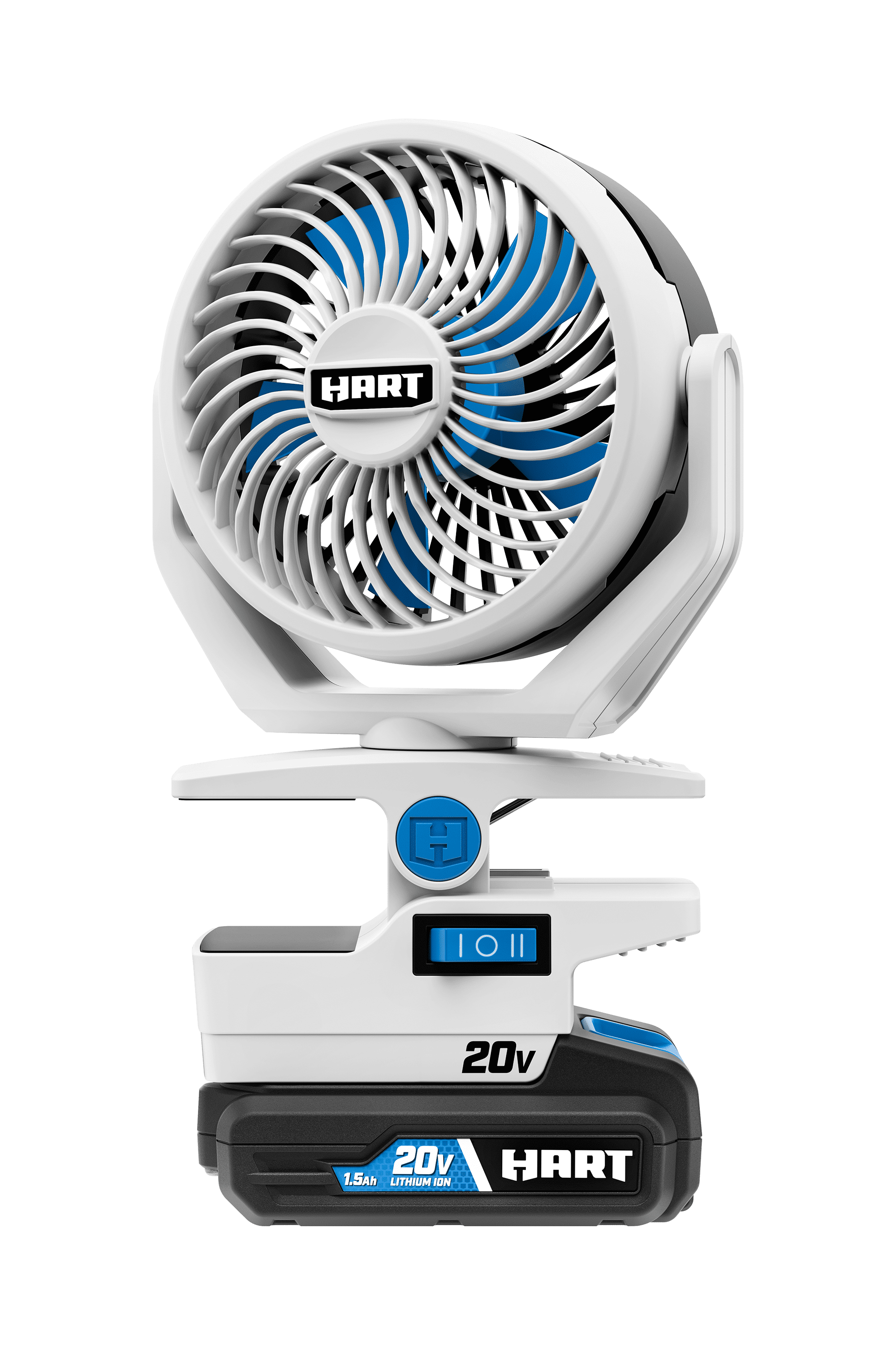 HART 20-Volt 4-Inch Clamp Fan Kit (1) 20-Volt Lithium-Ion Battery ...