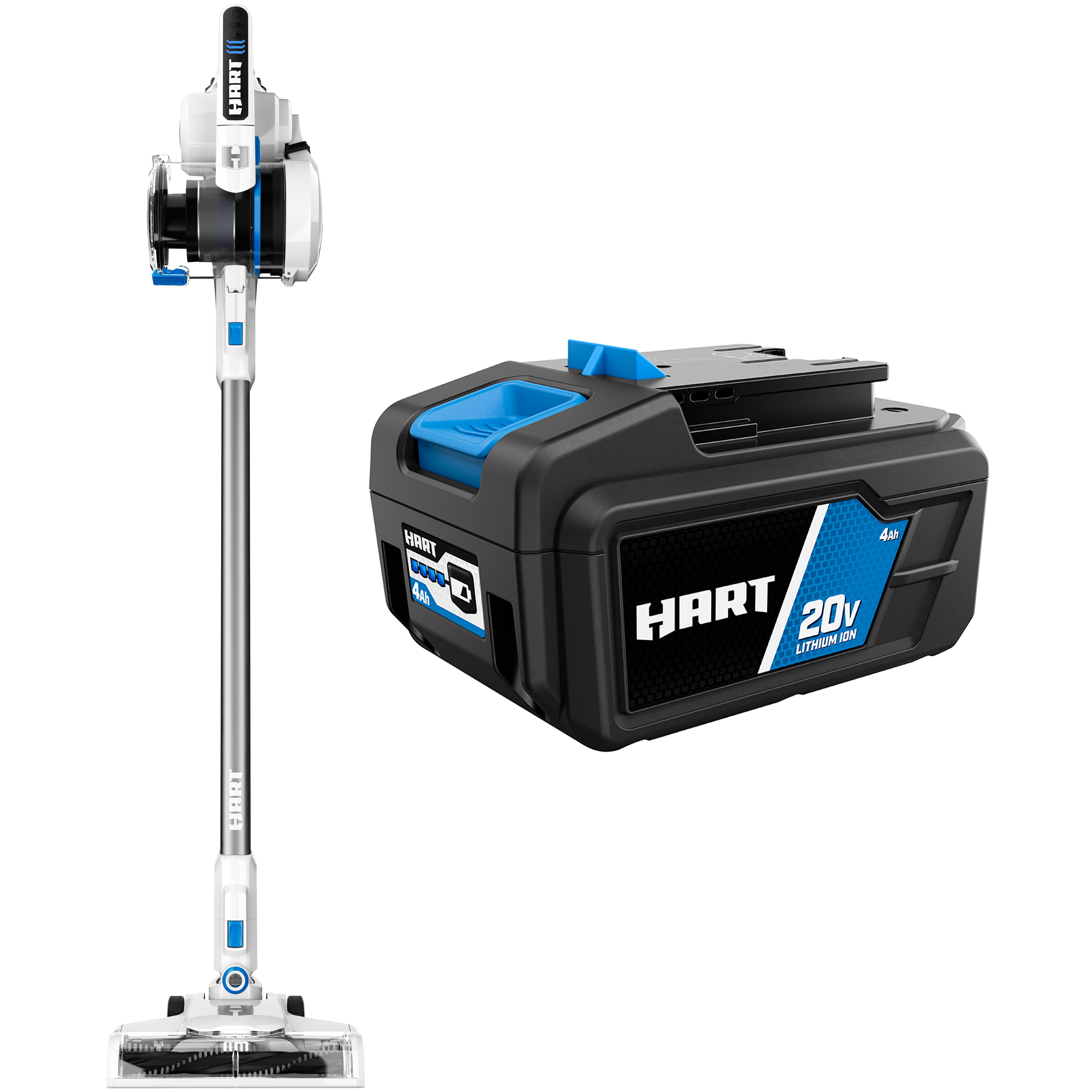 HART 20-Volt Cordless Stick Vacuum with (2) 4.0 Ah Lithium-Ion ...