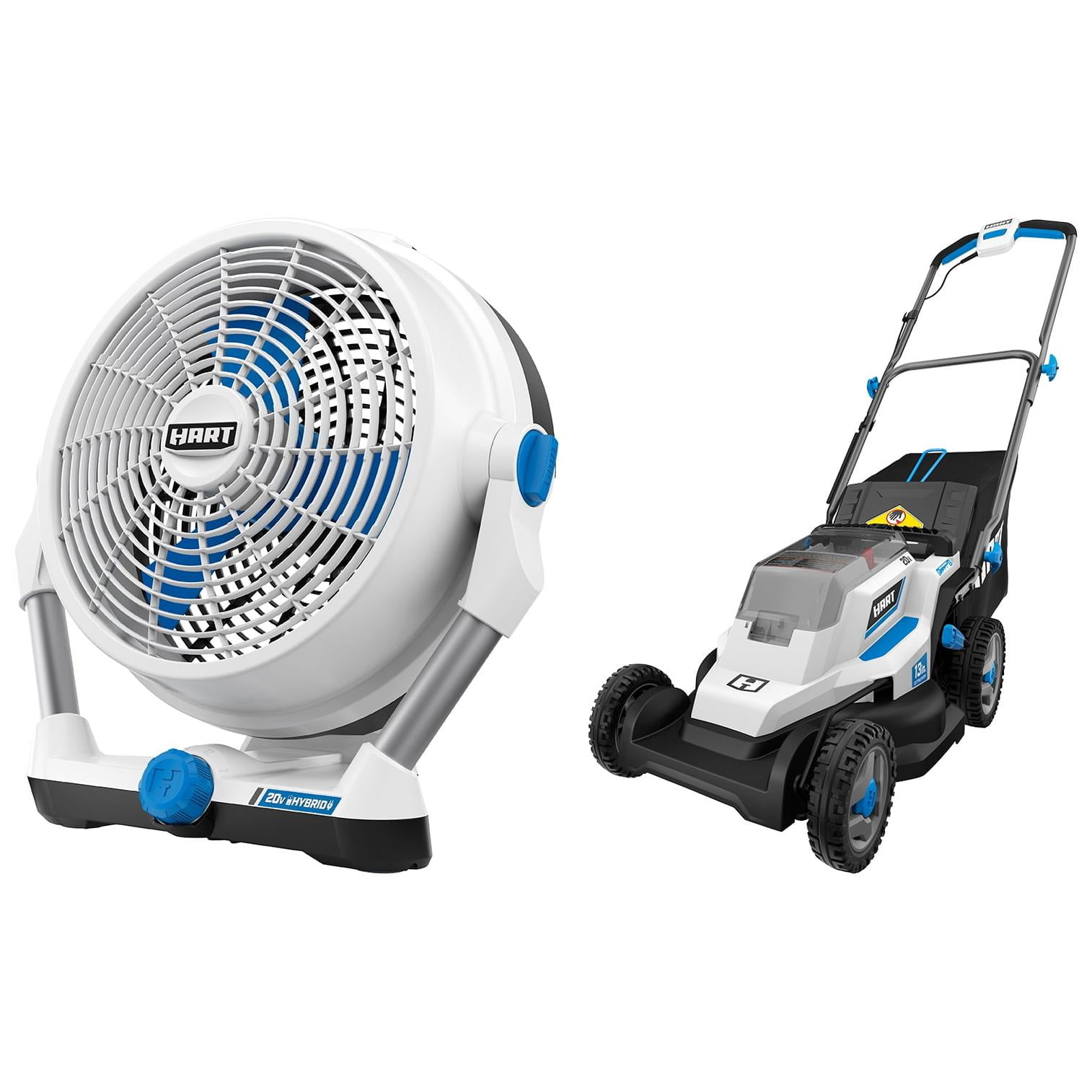 HART 20V 13” Battery Powered Push Walk-Behind Mower, Hybrid Technology ...