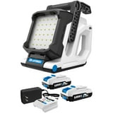 HART 20-Volt Hybrid LED Magnet Light, 1,500 Lumens, 2-Pack 2Ah Battery ...