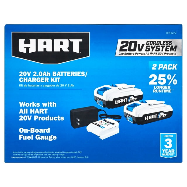 Free Shipping! HART 20V (2) 2Ah Battery and Charger Kit - Walmart.com