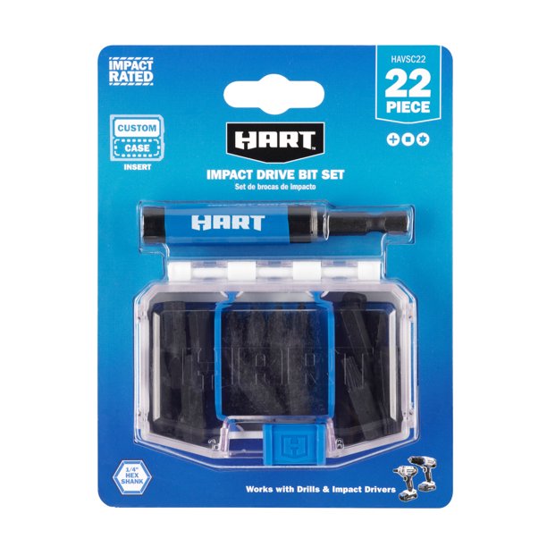 HART 22-Piece Impact Rated Driver Bit Accessory Set with Protective ...