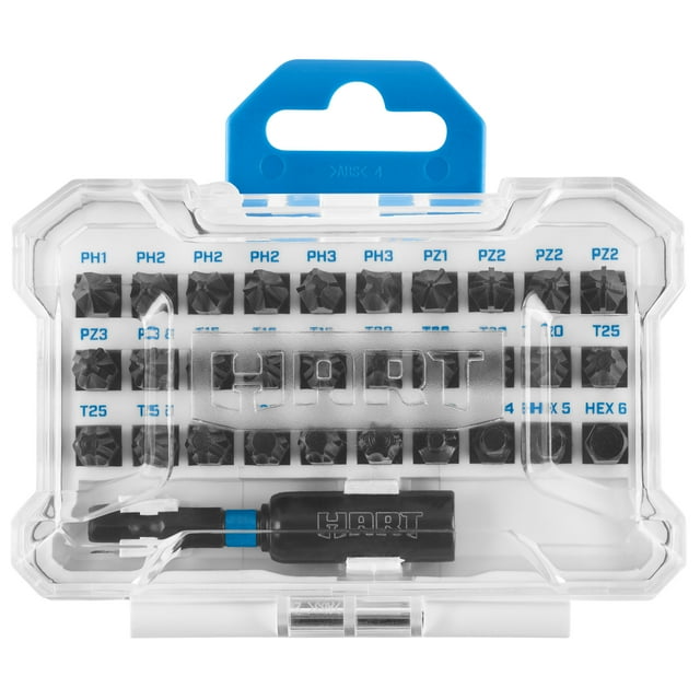HART 31-Piece Impact Driver Bit Set with Protective Storage Case ...
