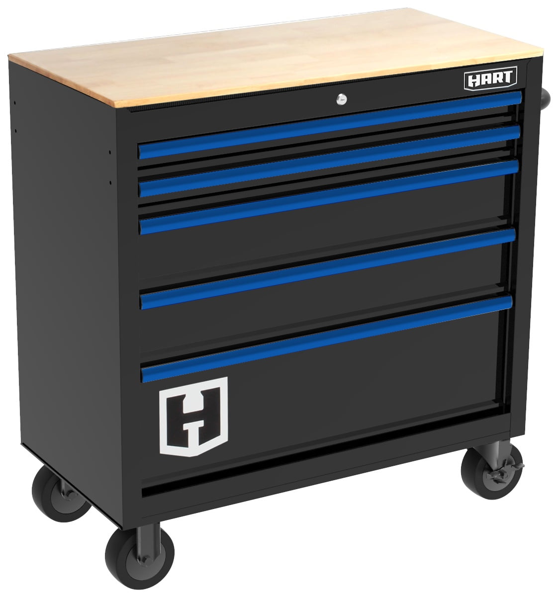 HART 36-Inch 5-Drawer Mobile Tool Chest Workbench with Wood Top ...
